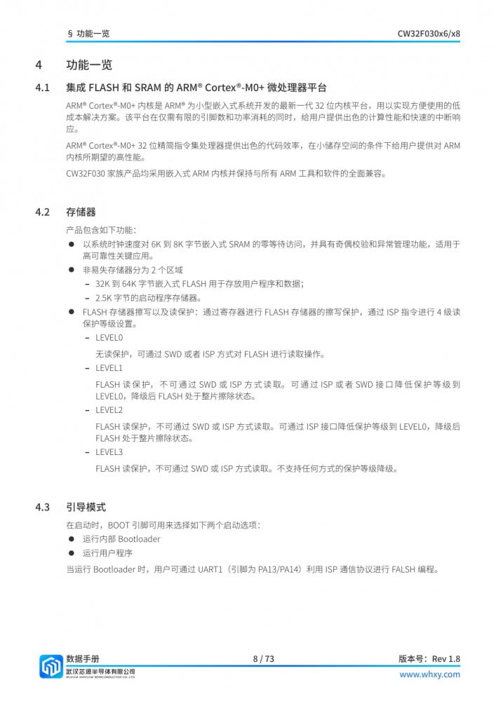 CW32F030 datasheet page 9