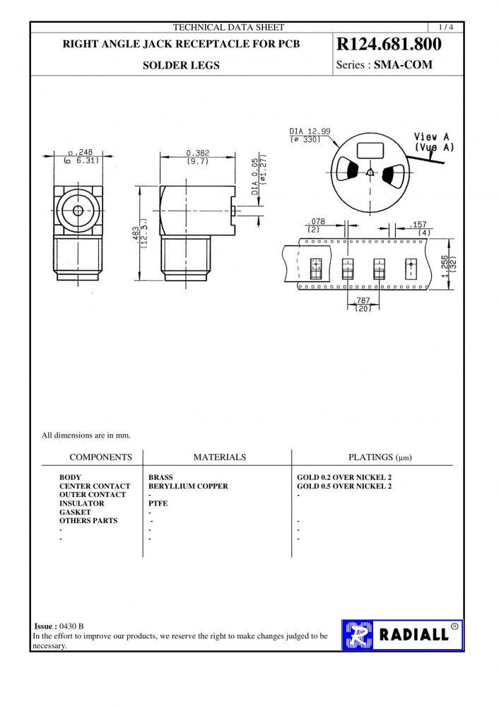 Radiall R124681800 technical document page 1