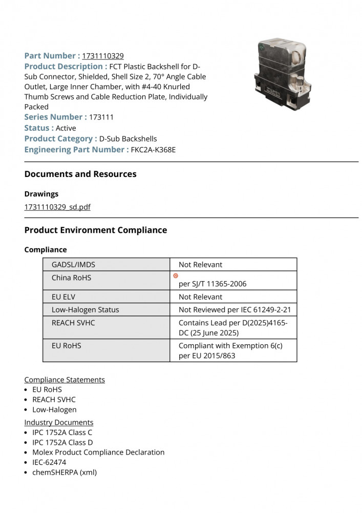MOLEX 1731110329 drawing, page 1