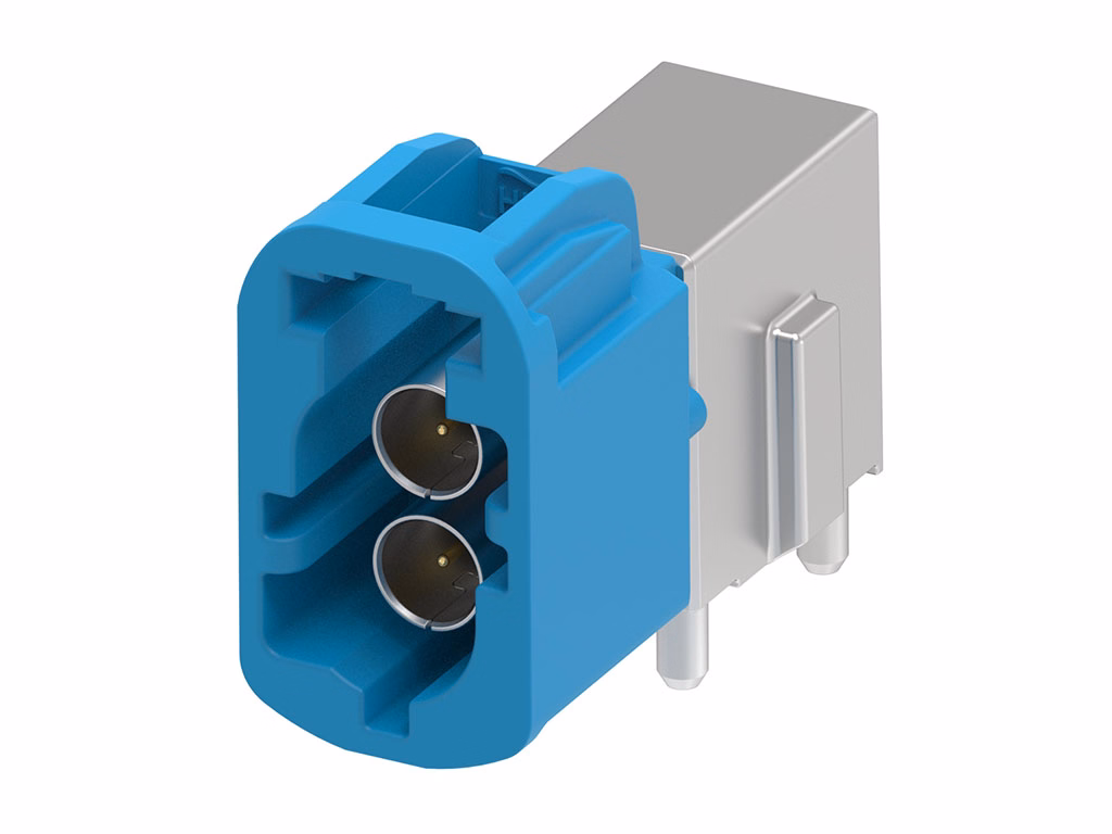 High-Speed FAKRA Mini (HFM) Dual-Stack Header, 2x1, Right-Angle, Through Hole, Key C, Blue, 50 Ohms for sale