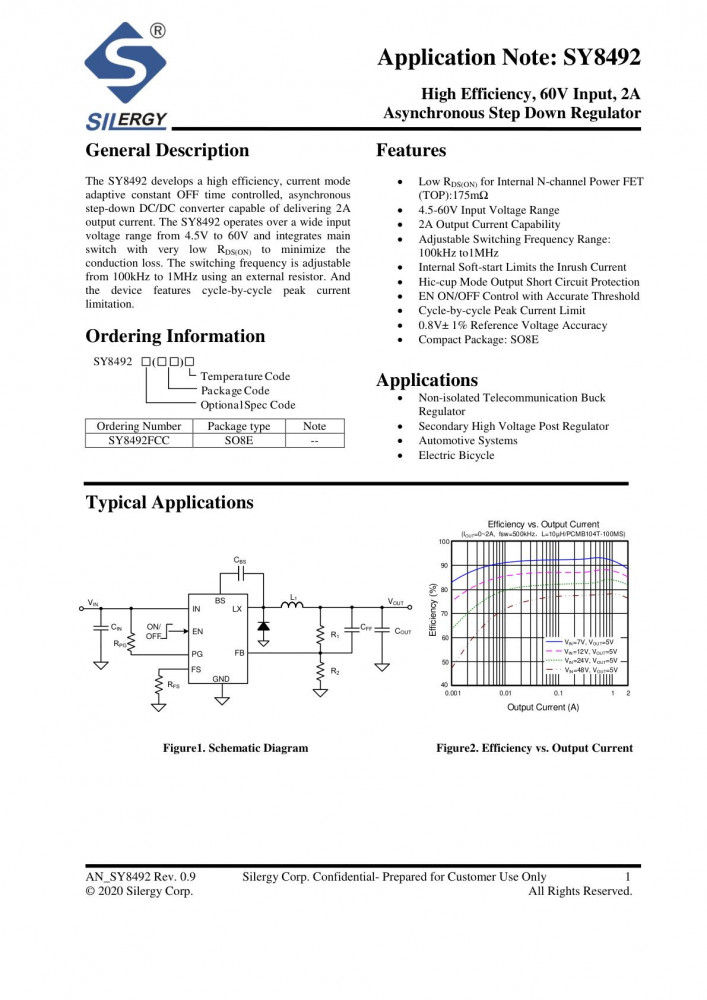 SY8492FCC datasheet page 1