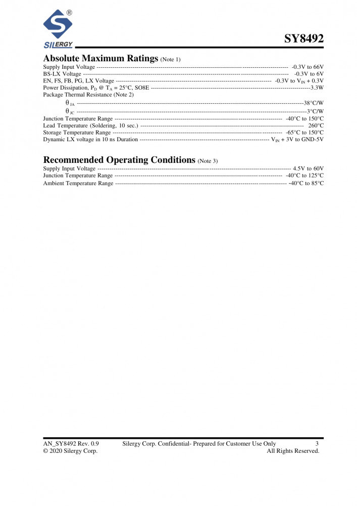 SY8492FCC datasheet page 3