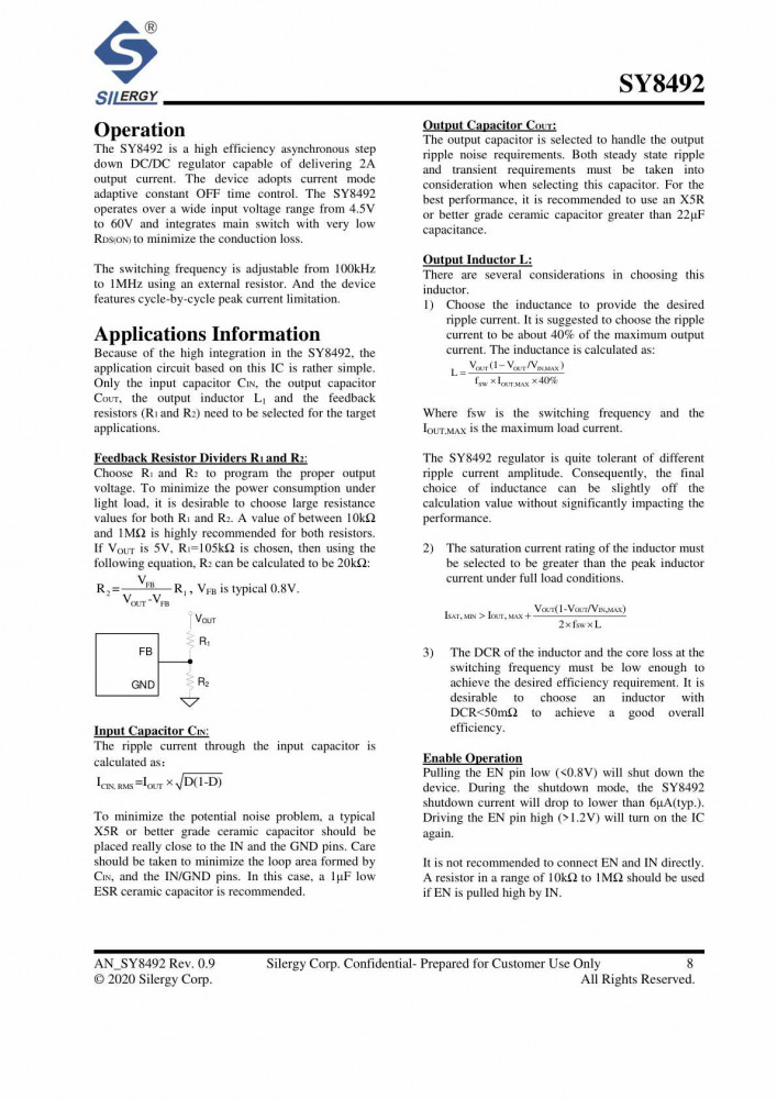 SY8492FCC datasheet page 8