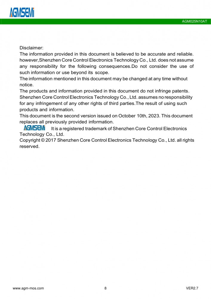 AGM025N10AT datasheet page 8