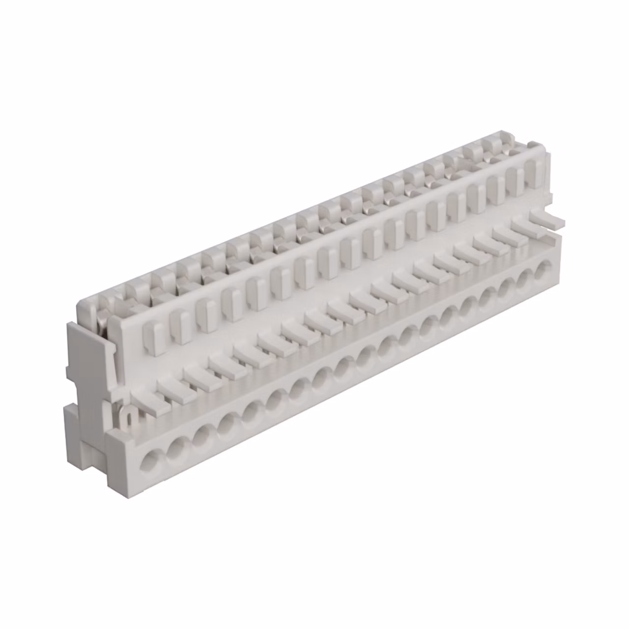 Appli-Mate RAST 2.5 IDT Housing, 2.50mm Pitch, with Side Latches, Female, 7 Circuits, Position Keys A & H Removed, Polarizing Rib Between 2/3, Voided Circuits 2, 4, & 6, Blue Color Stripe