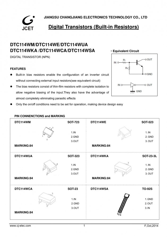 DTC114WCA datasheet page 1