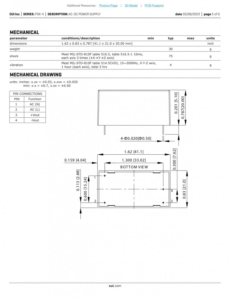 CUI PSK-4 datasheet page 5