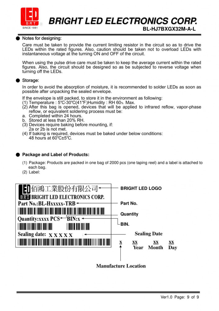 BL-HJ7BXGX32M-A-L datasheet page 9