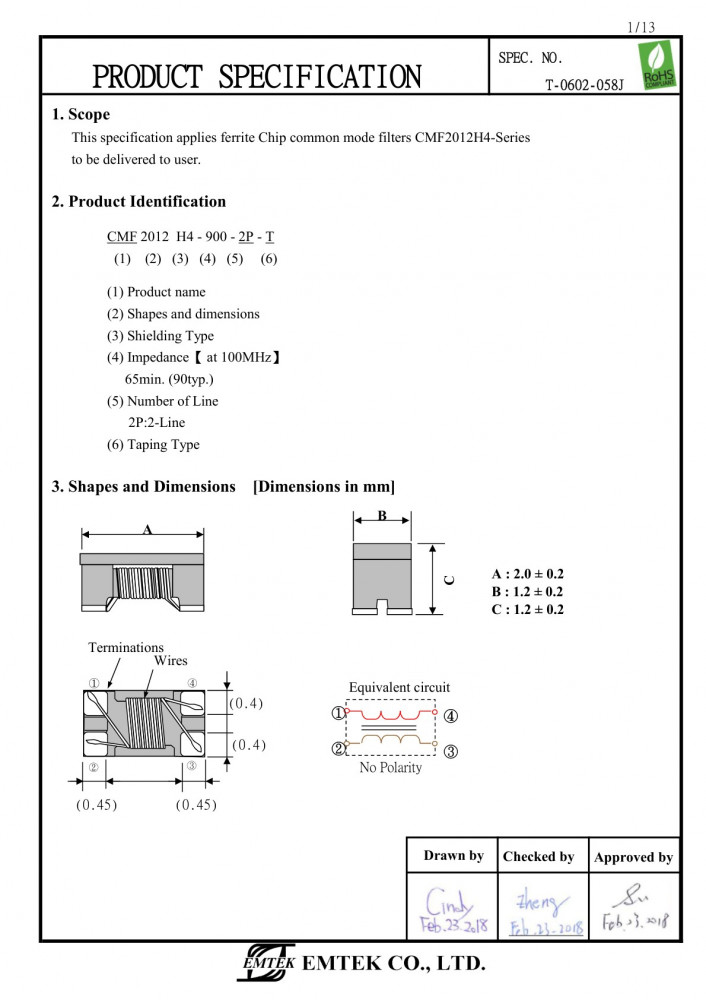 CMF2012H4 series specification page 2