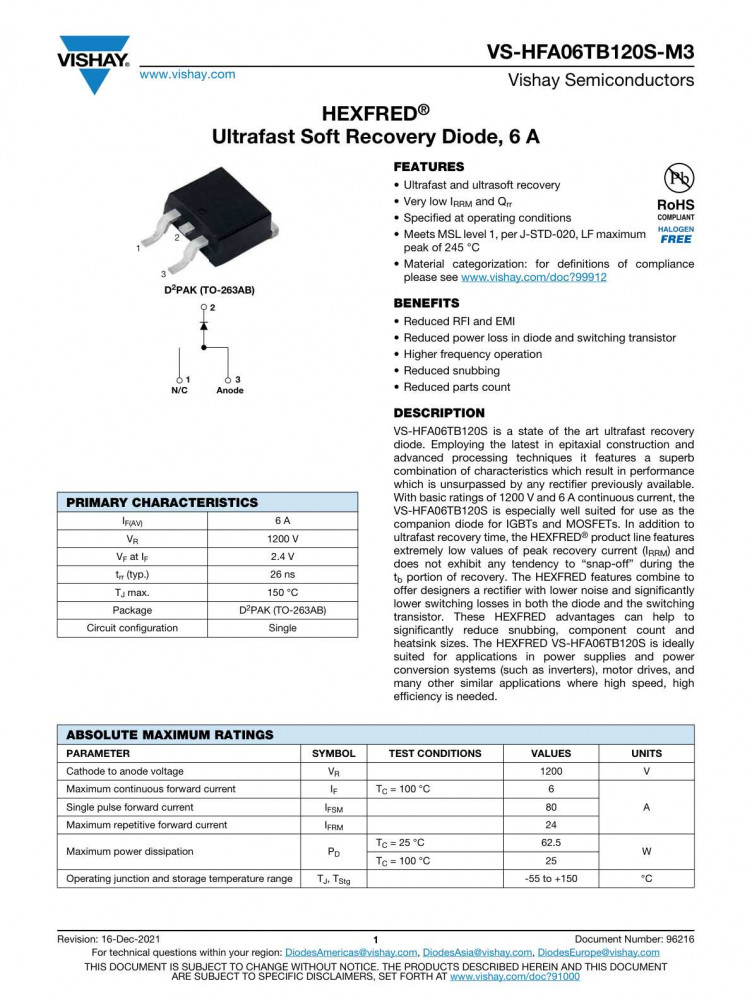 VS-HFA06TB120S datasheet page 1