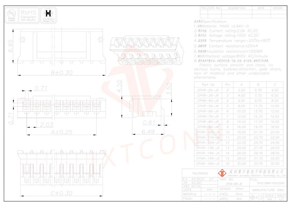 CPHR-2N-JK technical drawing page 1