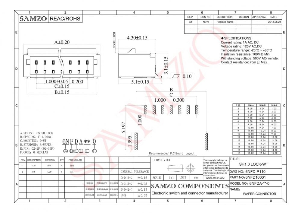 SAMZO 6NFDA030 technical drawing