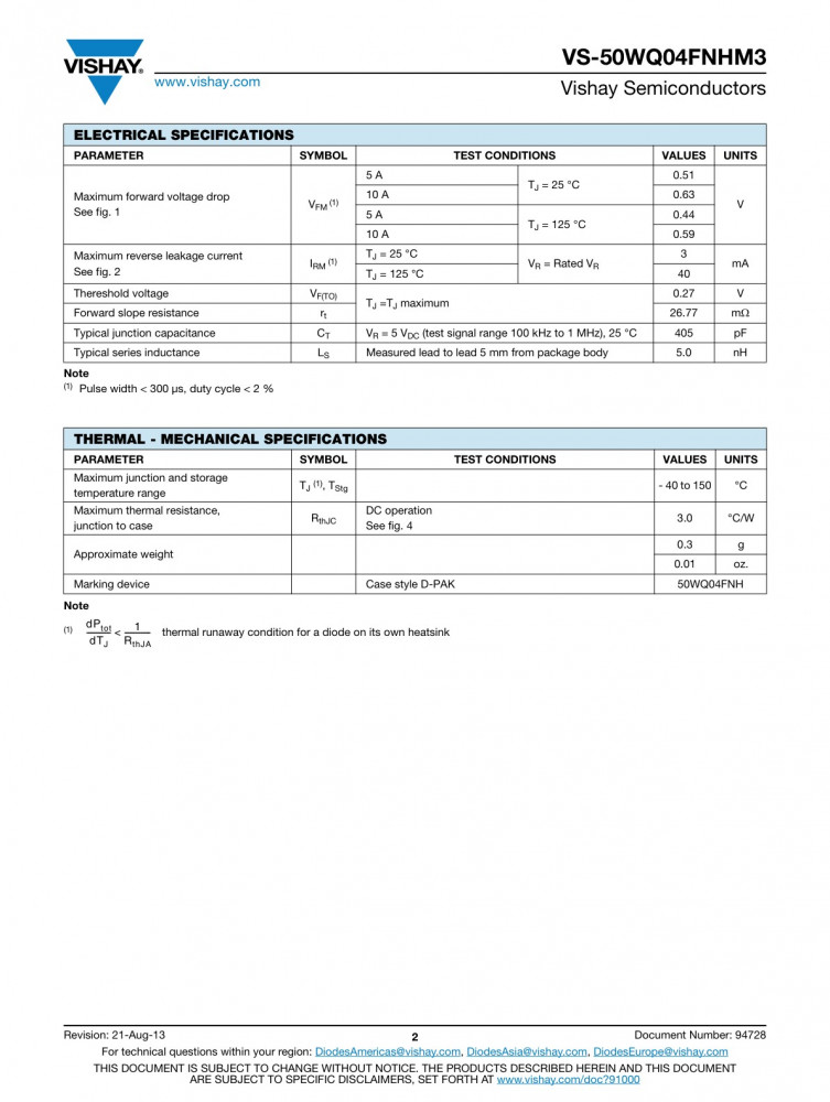 VS-50WQ04FNHM3 datasheet page 2