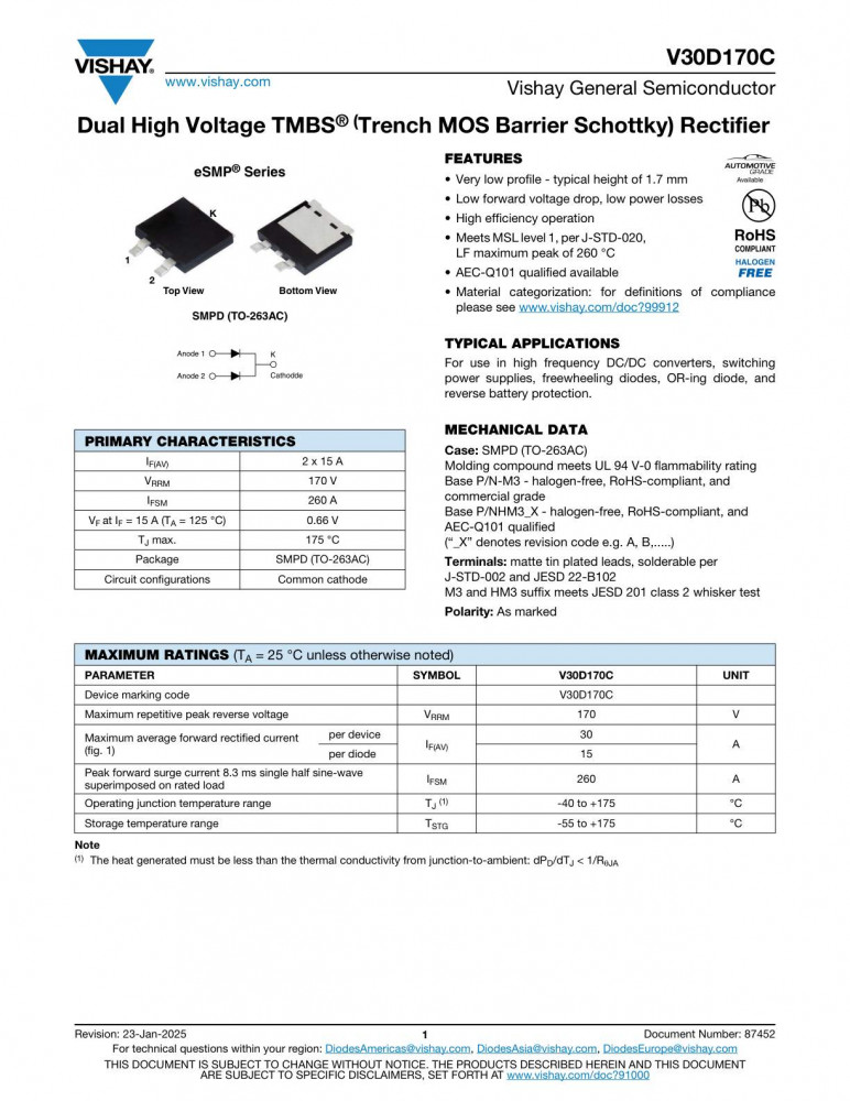 V30D170C datasheet page 1