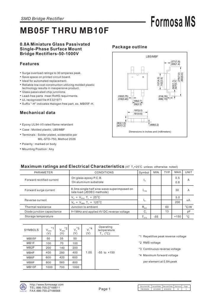 MB10F datasheet page 1