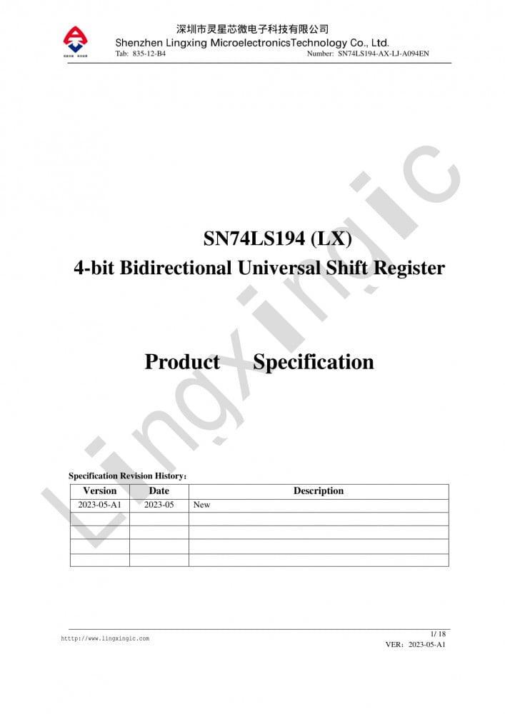 SN74LS194N(LX) datasheet page 1