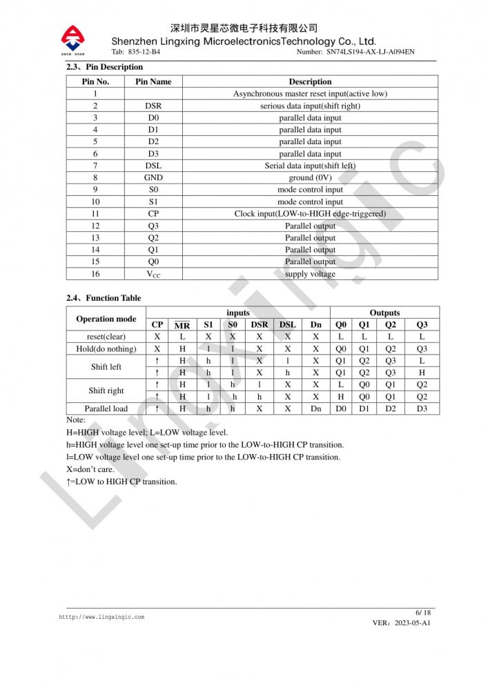 SN74LS194N(LX) datasheet page 6