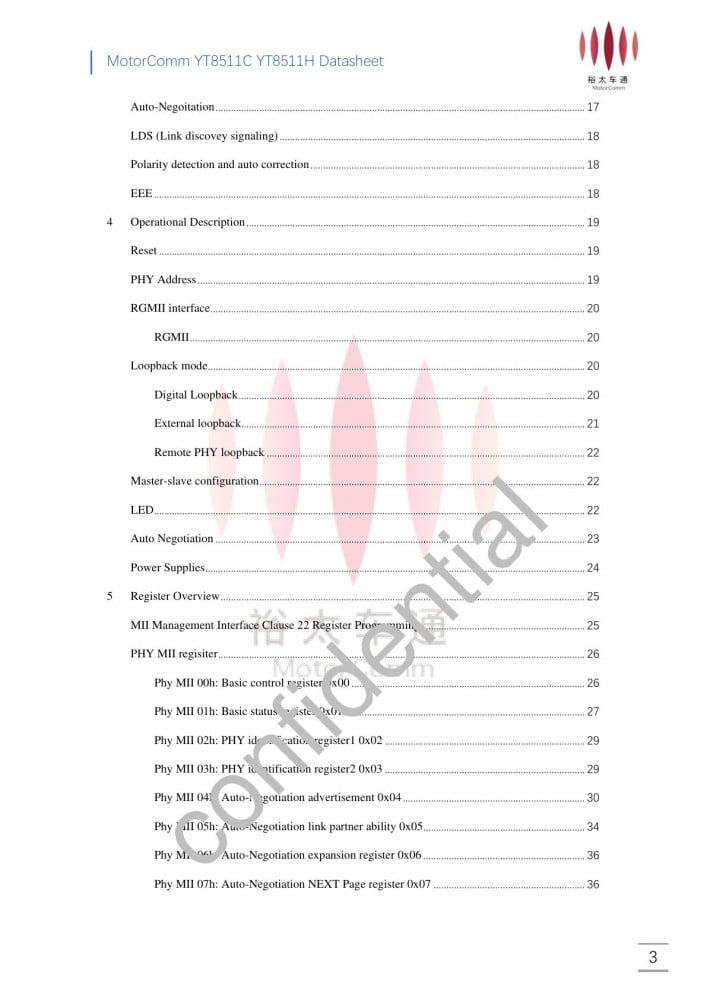 YT8511C datasheet page 4