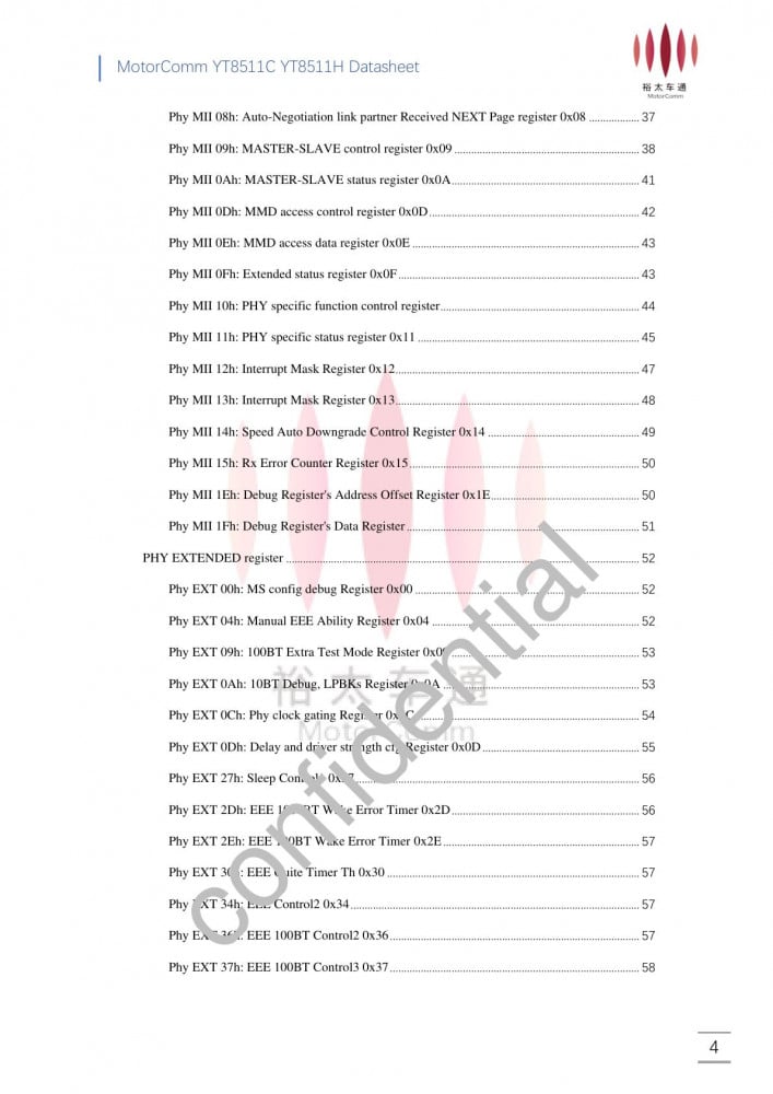 YT8511C datasheet page 5