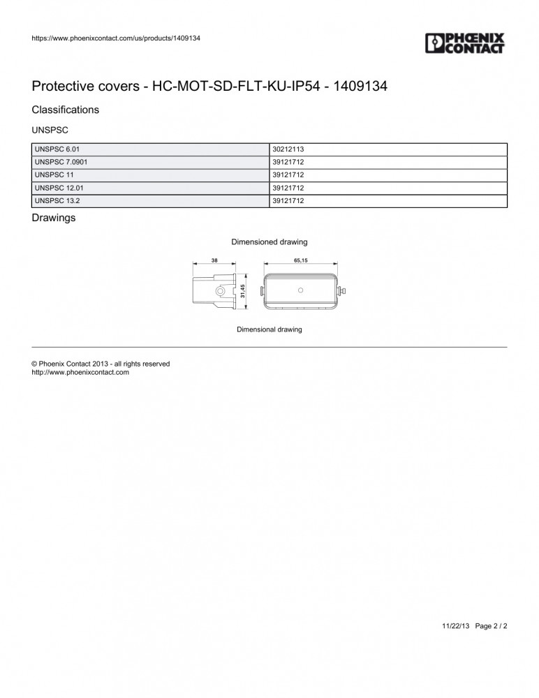 Phoenix Contact 1409134 dimensioned drawing
