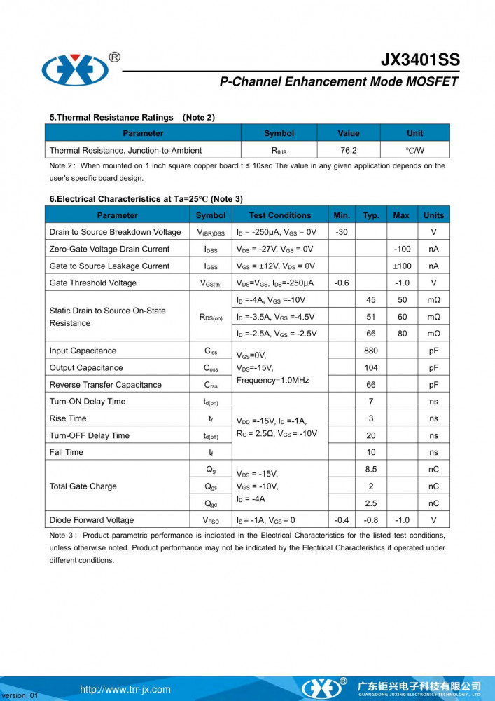 JX3401SS datasheet page 2