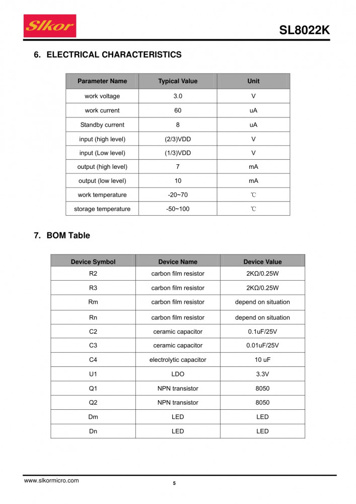 SL8022KS datasheet page 5