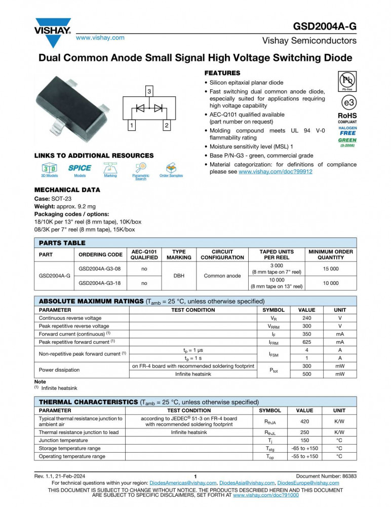 GSD2004A-G3 datasheet preview, page 1