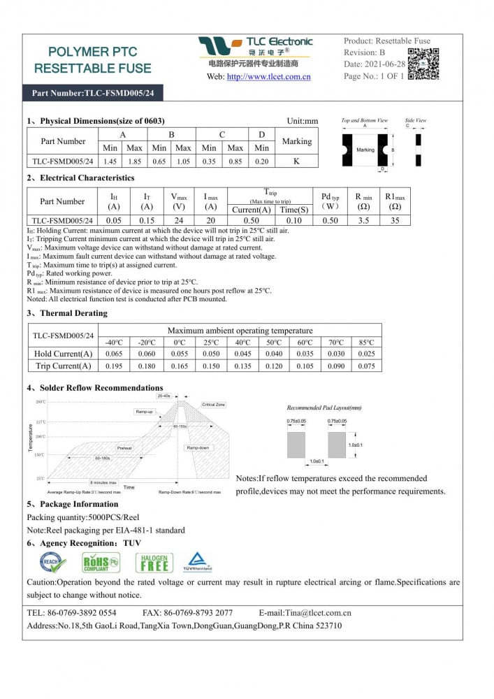 TLC-FSMD005/24 technical document page