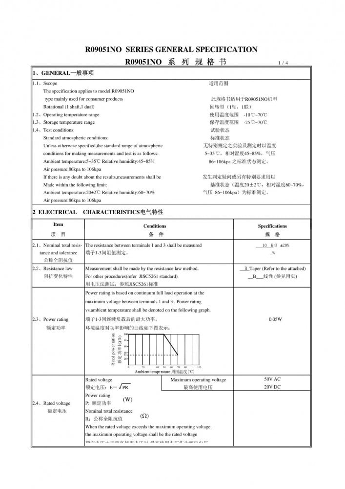 CTR R09051NO specification page 1