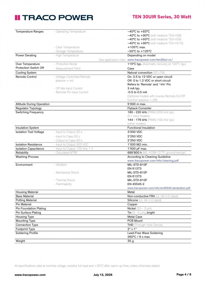 TEN 30UIR datasheet page 4