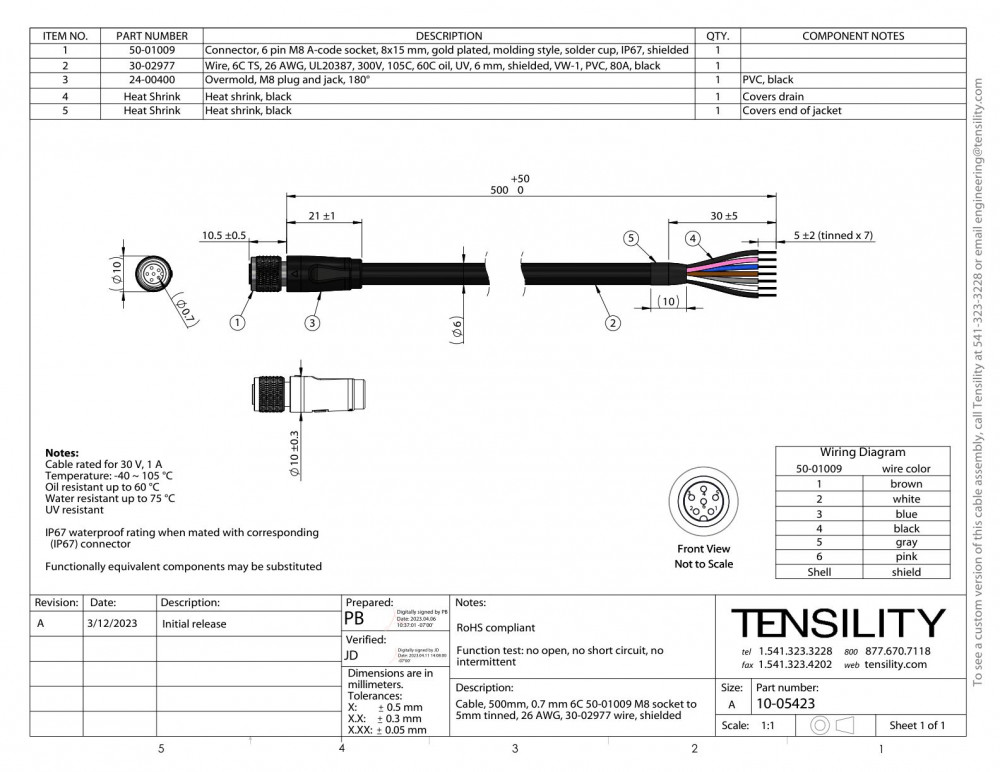 Tensility International 10-05423 product drawing
