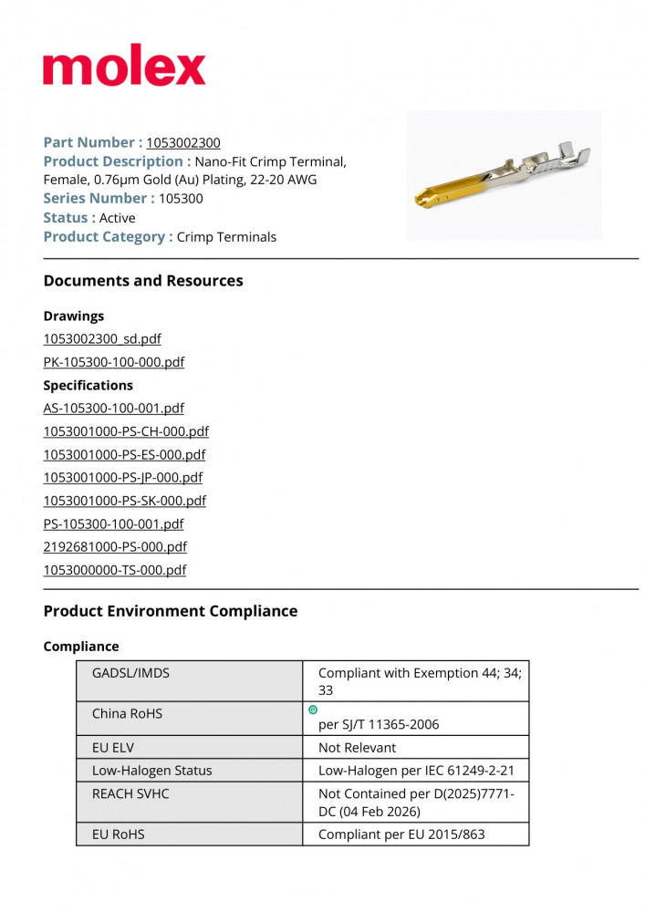 Nano-Fit product specification page 1
