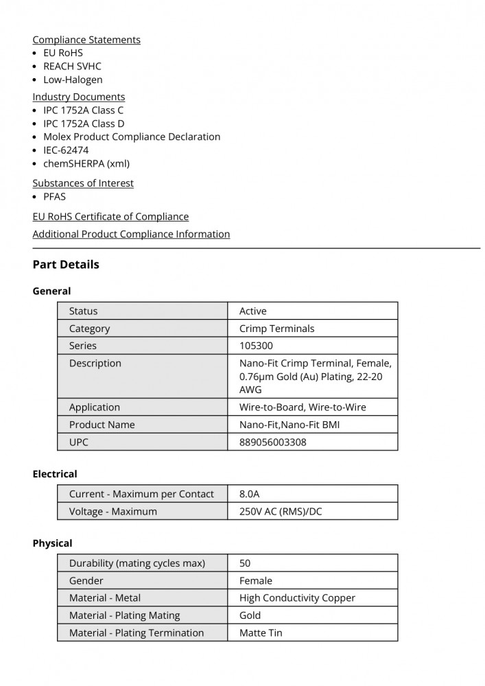 Nano-Fit product specification page 2
