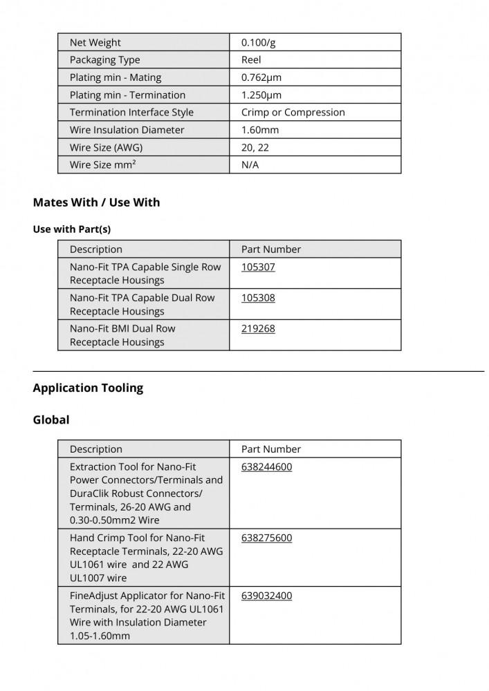 Nano-Fit product specification page 3