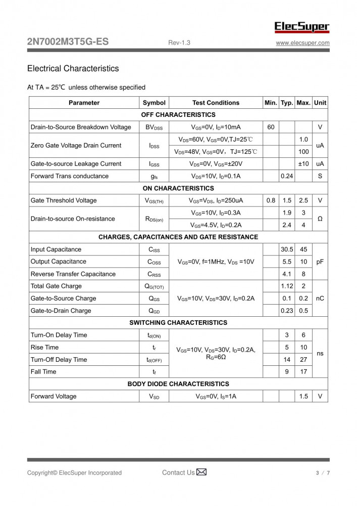 2N7002M3T5G-ES datasheet page 3