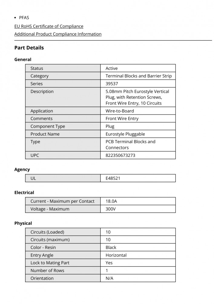 Molex product drawing page 2 for 395373010