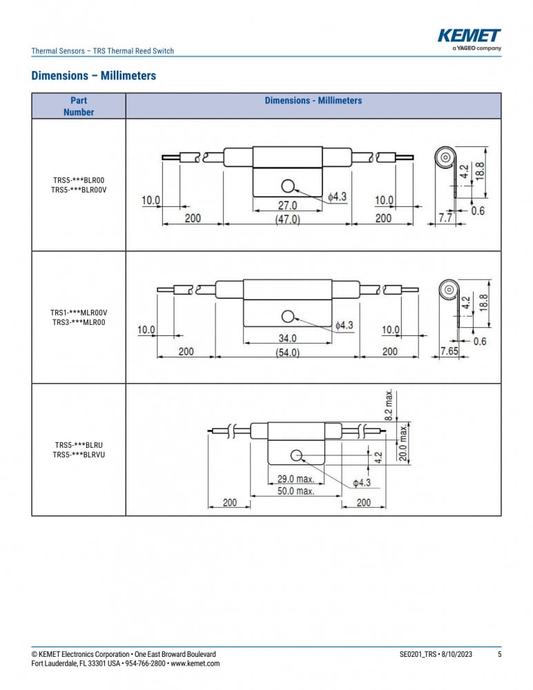 KEMET TRS technical document page 5
