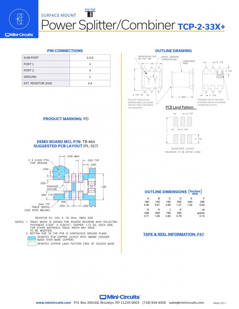 TCP-2-33X+ datasheet page 2