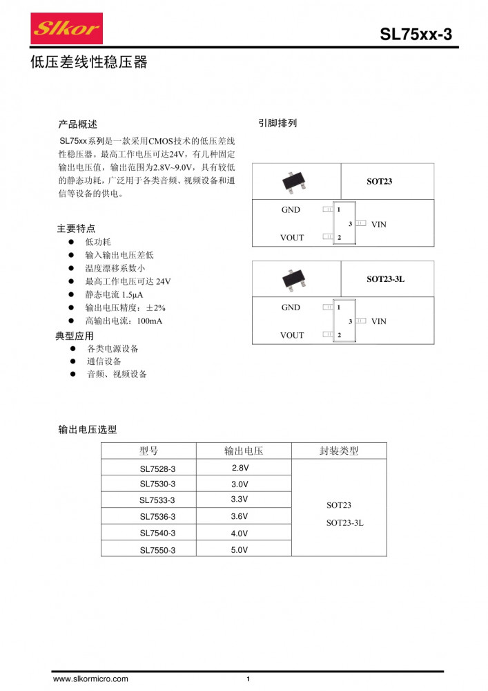 SL7533-3 datasheet page 1