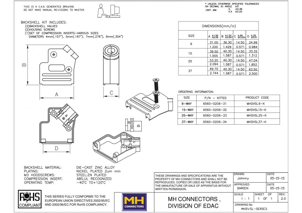 MHDVSL15-K official technical drawing