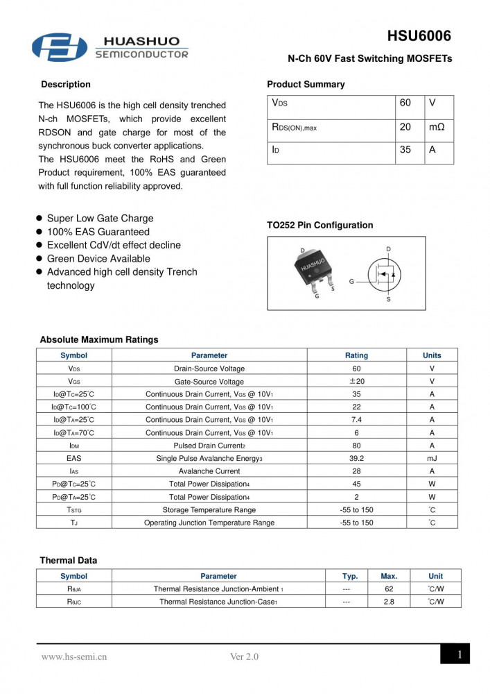 HSU6006 datasheet page 1