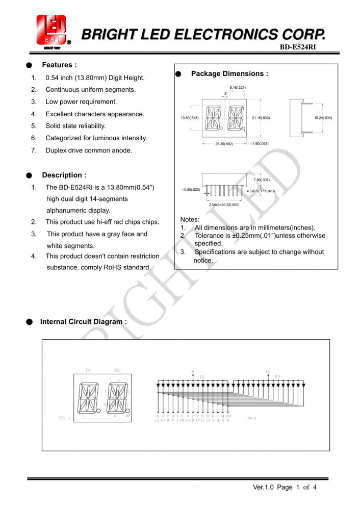BD-E524RI technical document page 1