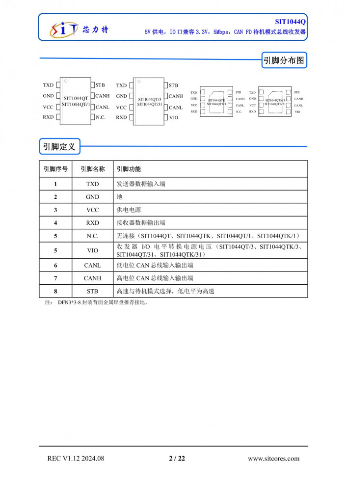 SIT1044QTK datasheet page 2