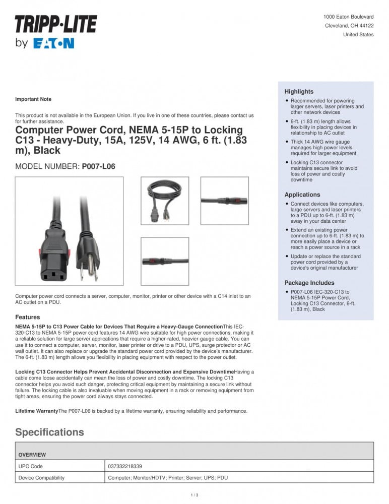 P007-L06 technical document page 1