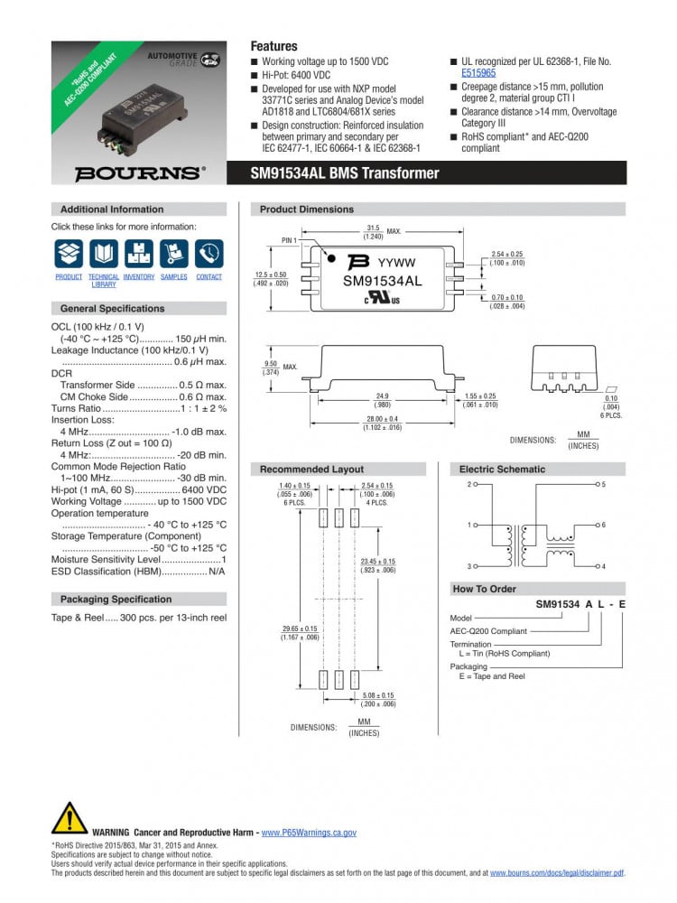SM91534AL-E datasheet page 1