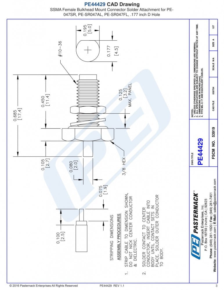 Pasternack PE44429 technical document page 3