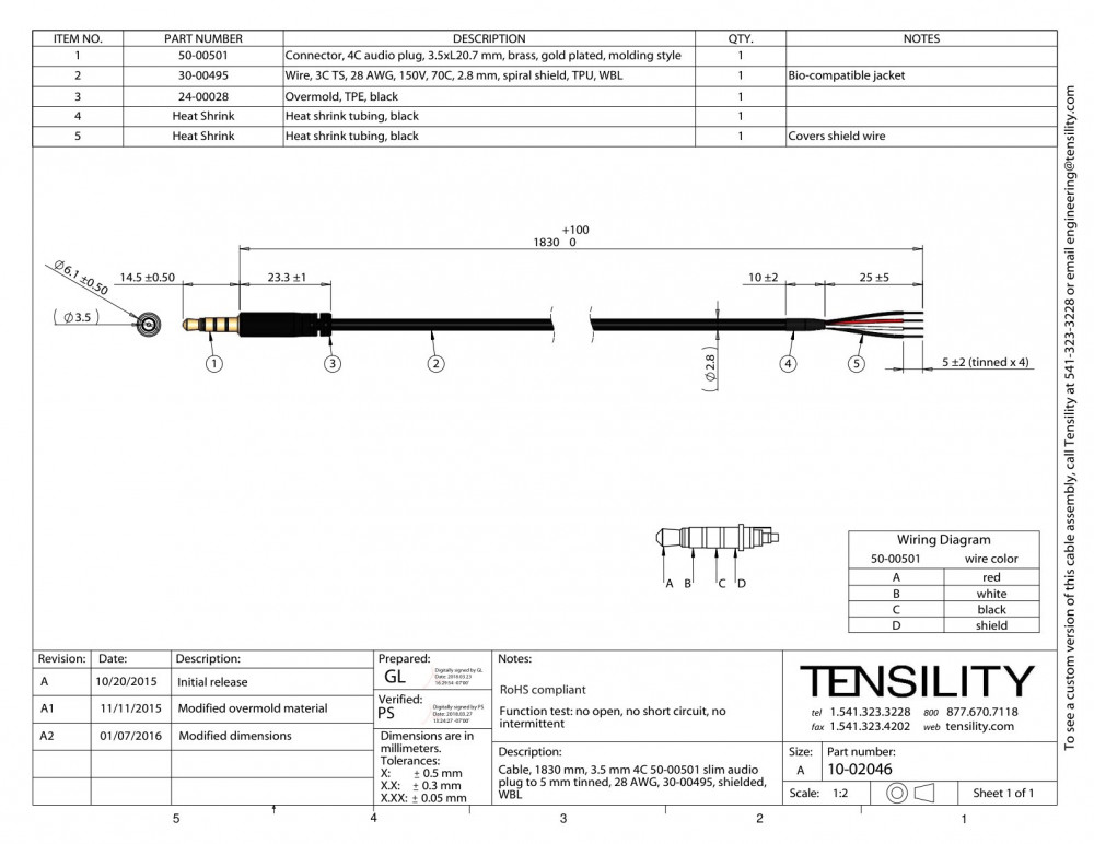 Tensility International 10-02046 technical drawing
