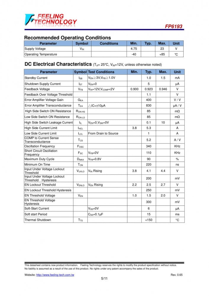 FP6193 datasheet page 5