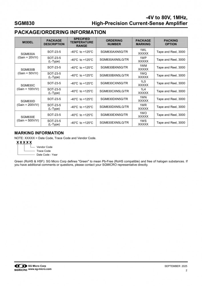 SGM830 datasheet page 2