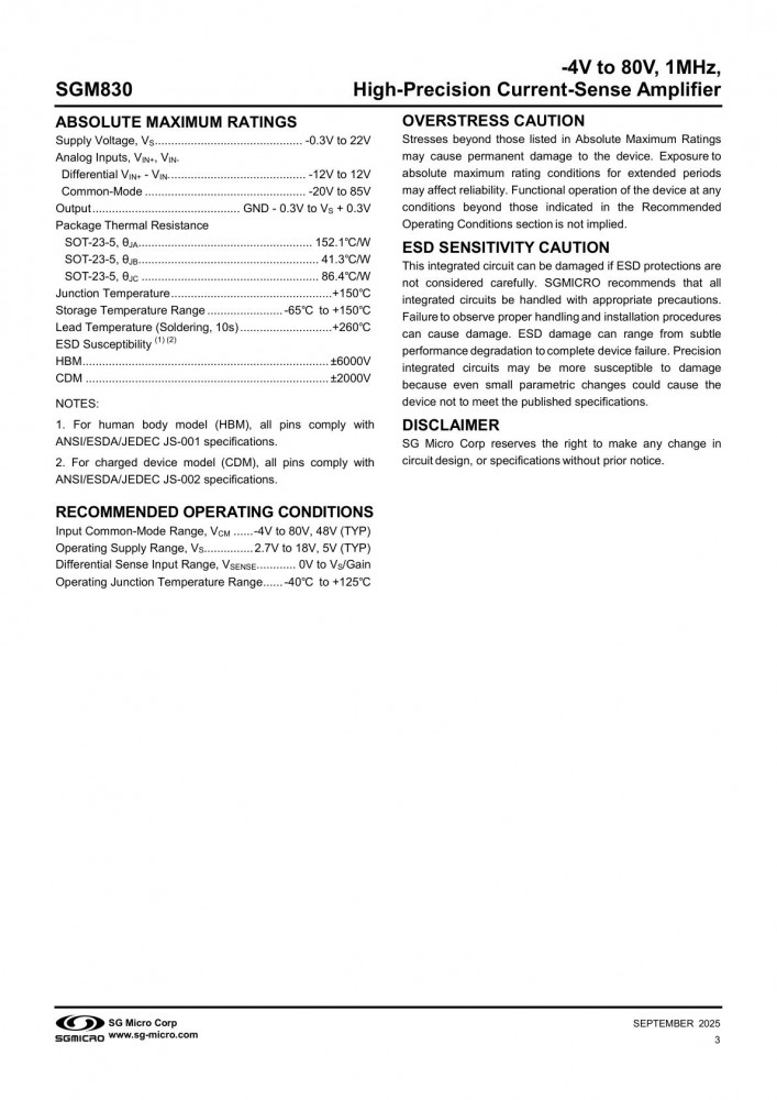 SGM830 datasheet page 3